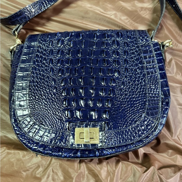 Brahmin | Bags | Brahmin Blue Crocodile Embossed Crossbody Bag | Poshmark